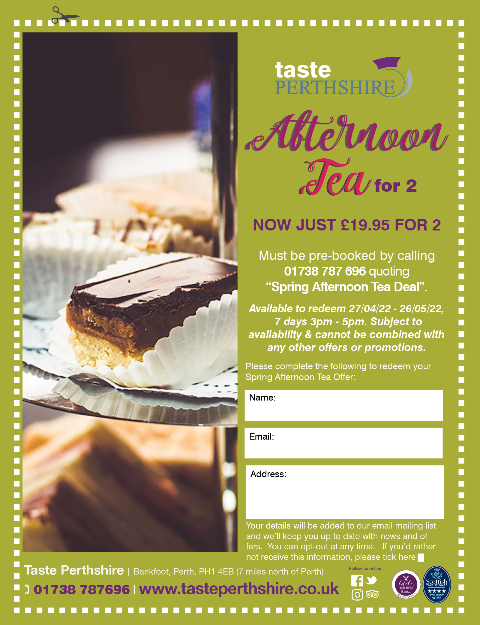 Afternoon and High Teas | Our Menus | Taste Perthshire